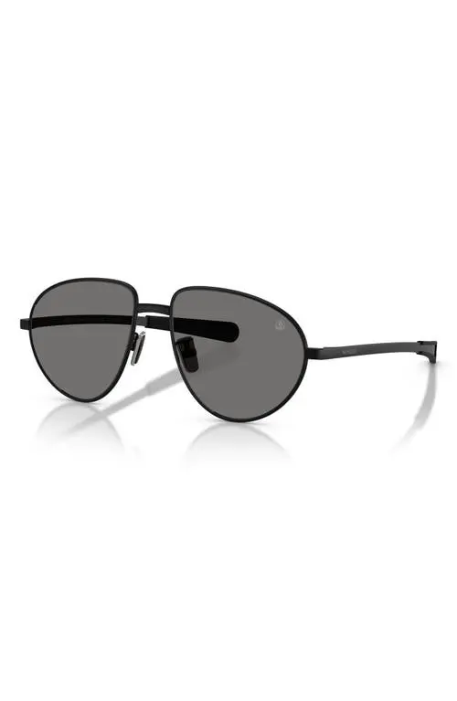 Moncler 55mm Pilot Sunglasses - Matte Black / Dark Grey
