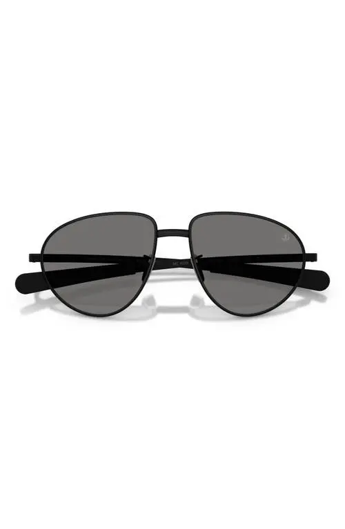 Moncler 55mm Pilot Sunglasses - Matte Black / Dark Grey