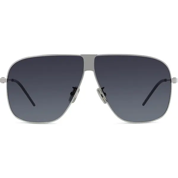 Givenchy Gv Speed 64mm Oversized Pilot Sunglasses - Shiny Palladium / Smoke