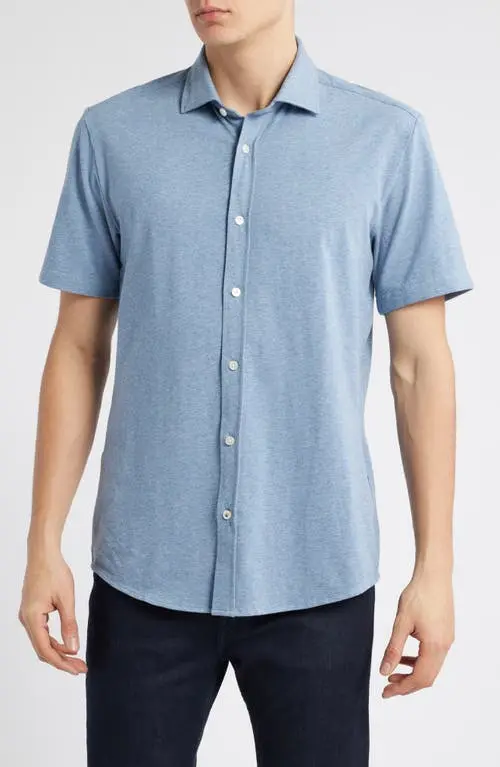 BOSS Roan Stretch Cotton Button-up Shirt - Open Blue