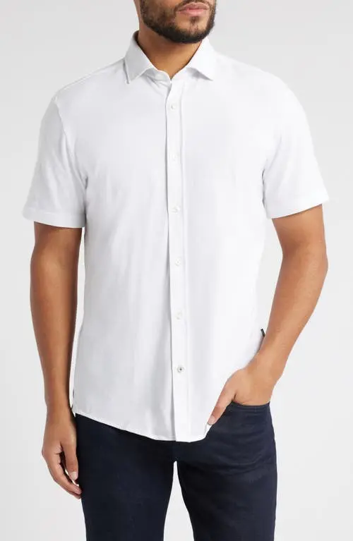 BOSS Roan Stretch Cotton Button-up Shirt - White