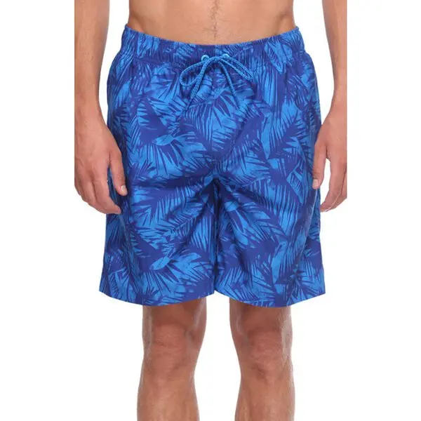 ROKKA&ROLLA Mesh-lined Swim Trunks - Blue Leaves