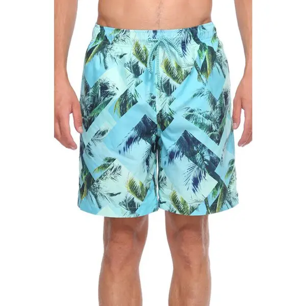 ROKKA&ROLLA Mesh-lined Swim Trunks - Geometry Palm