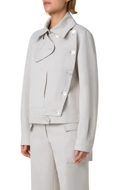 Akris Arno Cotton & Linen Twill Trench Jacket