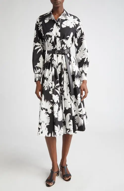 Max Mara Floral Cotton Poplin Midi Shirtdress