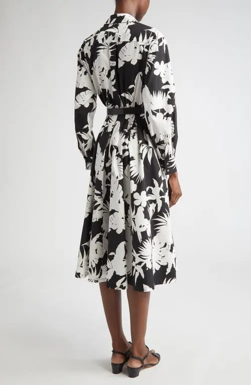 Max Mara Floral Cotton Poplin Midi Shirtdress