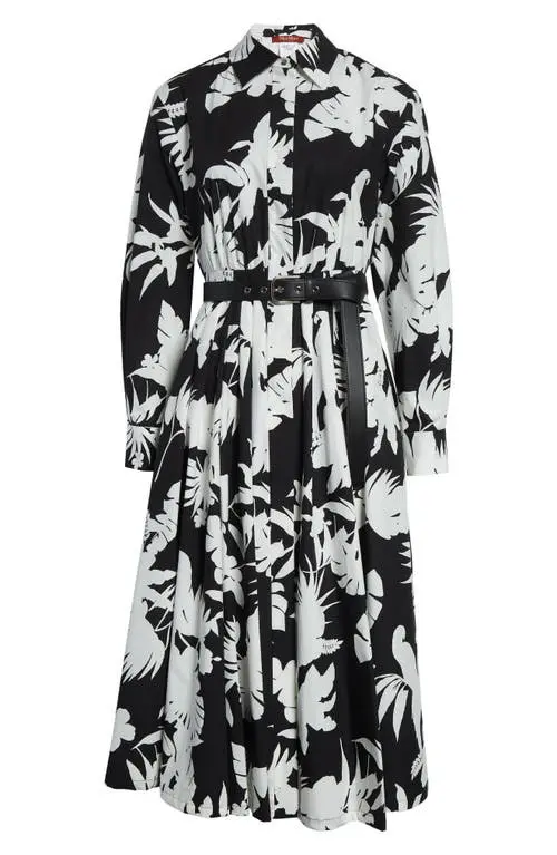 Max Mara Floral Cotton Poplin Midi Shirtdress
