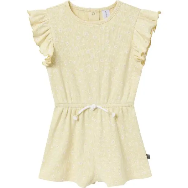 MODERN MOMENTS™ BY GERBER Flutter Sleeve Romper - Dusty Yellow Floral