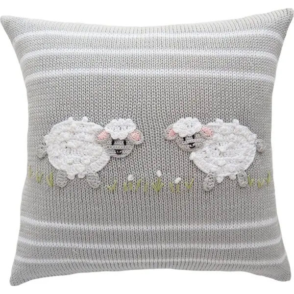 MELANGE COLLECTION 10" Lamb Throw Pillow - Grey