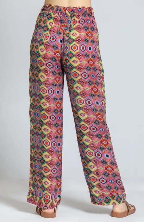 APNY Belted High-waist Printed Pants - Pink Multi