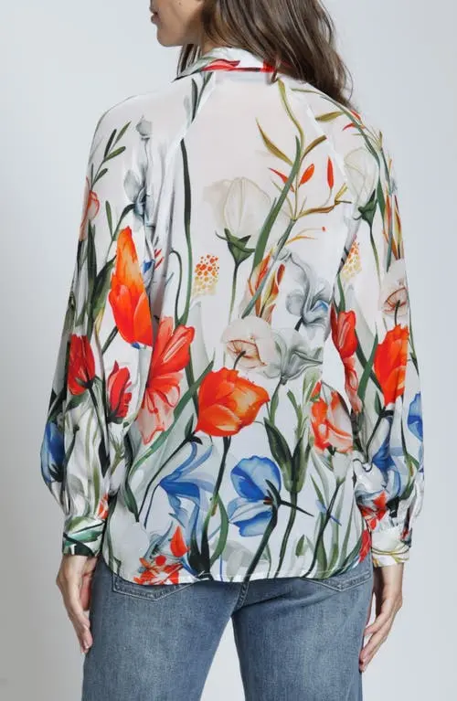 APNY Print Popover Top - Red Blue Multi