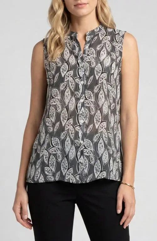 APNY Sleeveless Button-up Shirt - Grey Multi