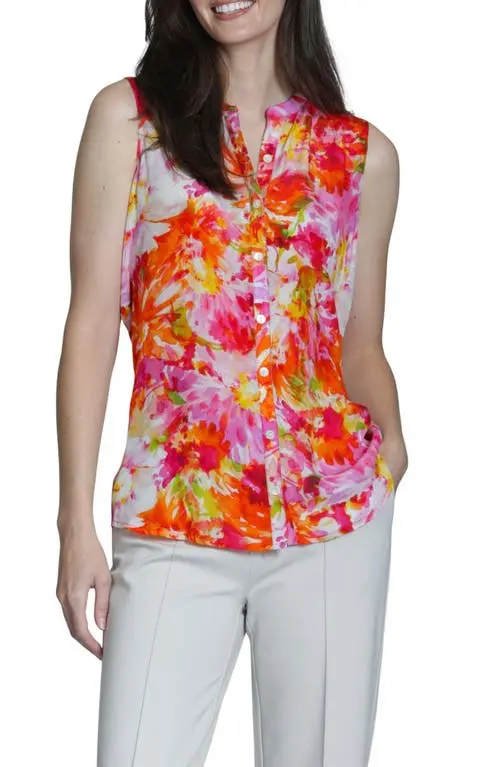 APNY Sleeveless Button-up Shirt - Pinkorange Multi