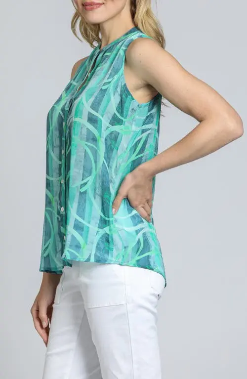APNY Sleeveless Button-up Shirt - Turquoise Multi
