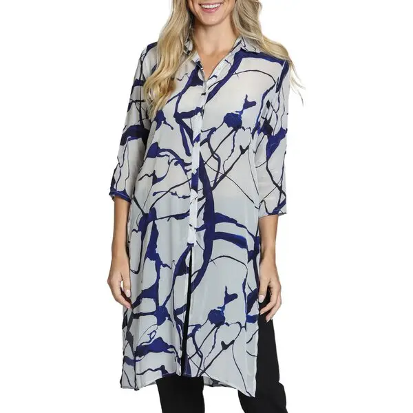 APNY Abstract Print Shirtdress - Navy Multi