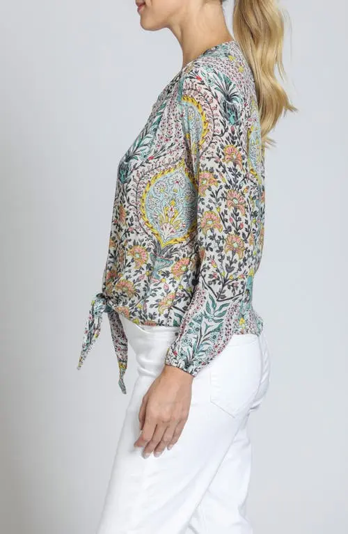 APNY Print Tie-front Top - Green Multi