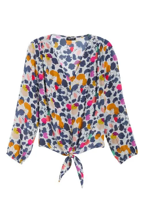 APNY Print Tie-front Top - Navy Multi