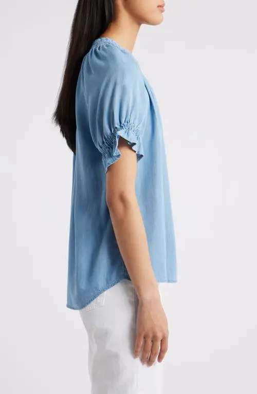 Wit & Wisdom Smocked Embroidered Top