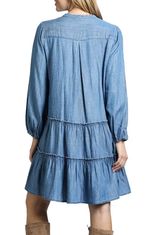 APNY Tiered Long Sleeve Dress - Medium Indigo