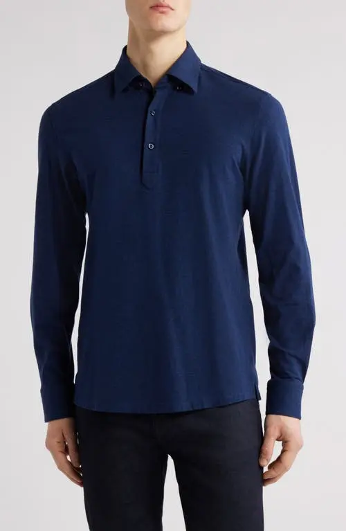 BOSS Hal Long Sleeve Polo - Dark Blue