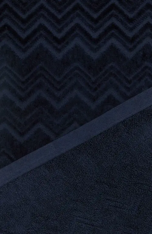 Missoni Chalk 2-piece Bath Towel Set In Cotton Terry With Zigzag Pattern - Blue
