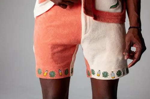 TOMBOLO Embroidered Cabana Shorts - Parchment/pink Adobe