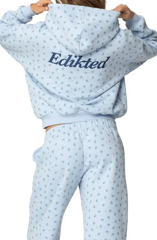 EDIKTED Floral Hoodie - Light-blue