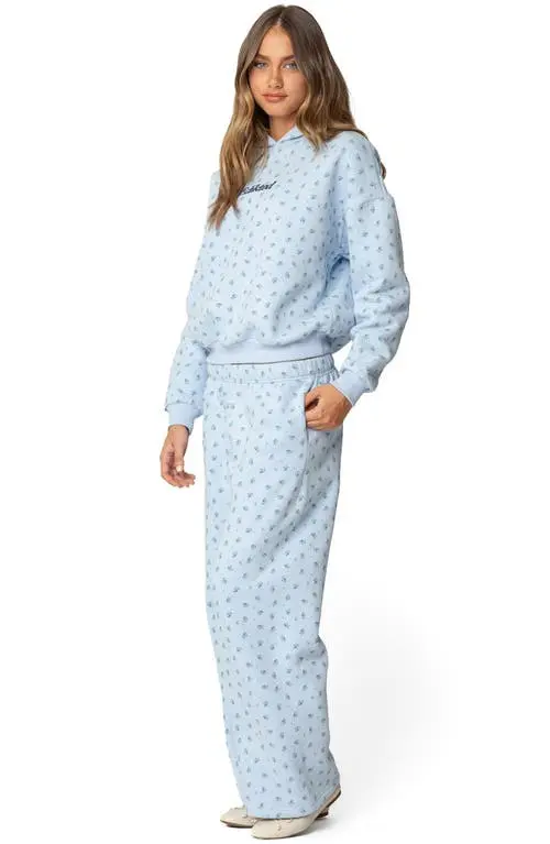 EDIKTED Floral Hoodie - Light-blue