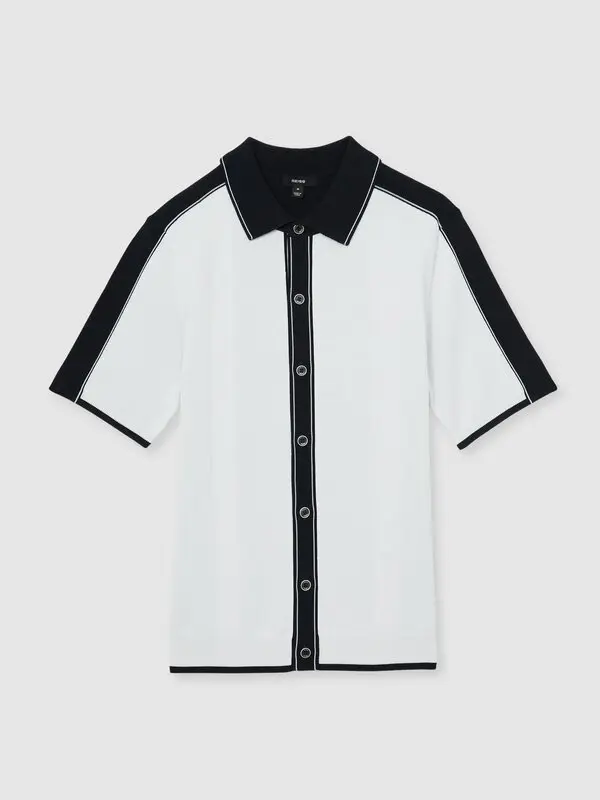 REISS Dunwich Colourblock Tipped Knit Shirt