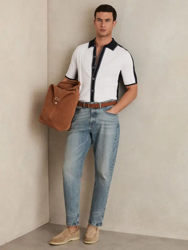 REISS Dunwich Colourblock Tipped Knit Shirt
