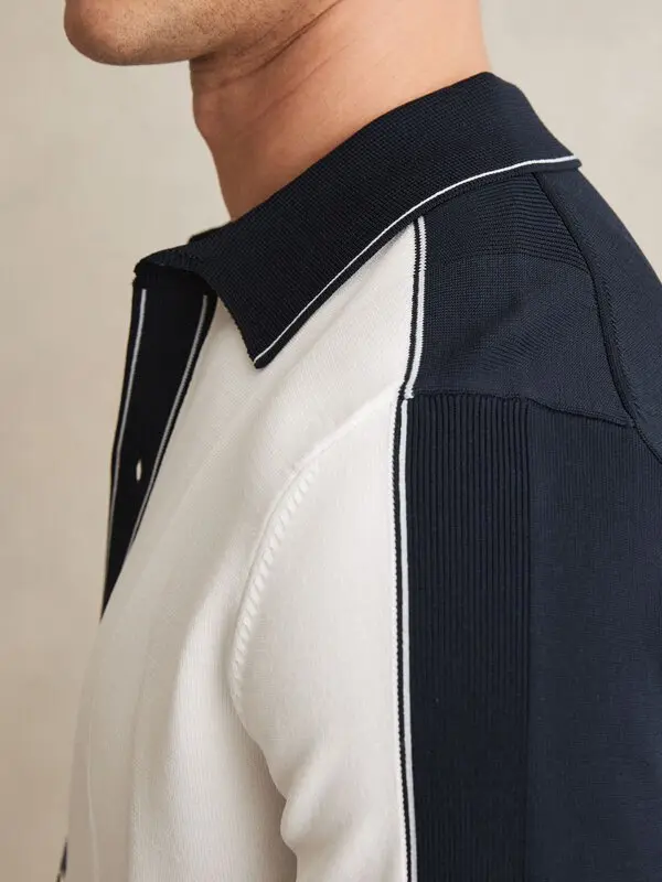 REISS Dunwich Colourblock Tipped Knit Shirt
