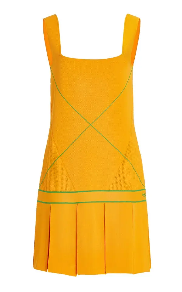 Bottega Veneta Pleated Knit Mini Dress - Orange