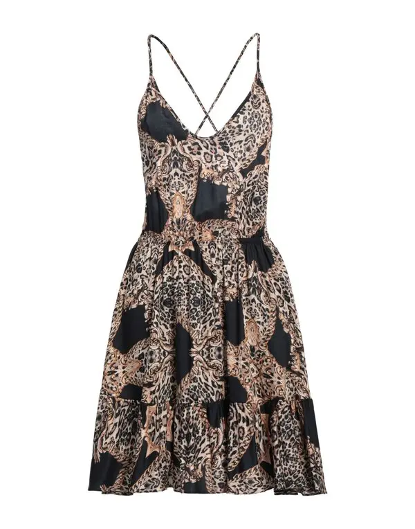 CHANGIT Mini Leopard-print Flared Dress