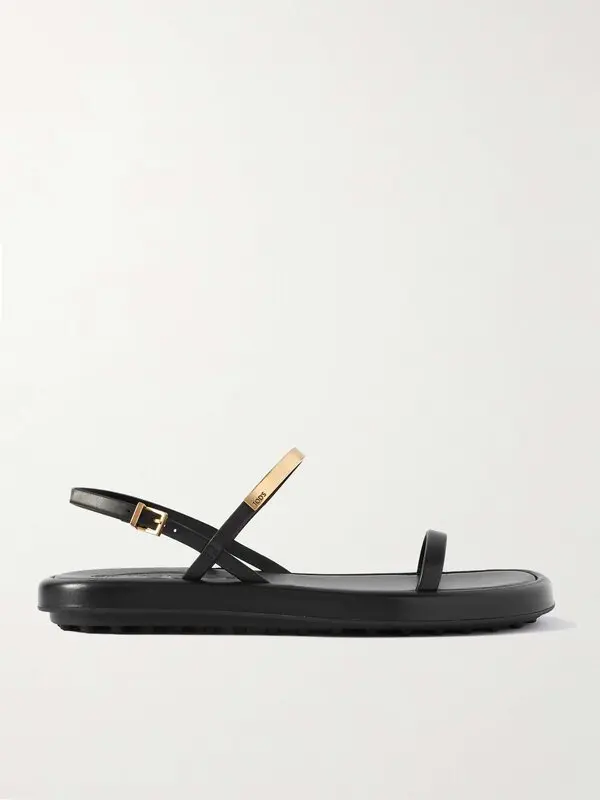 TOD'S Leather Slingback Sandals - Black