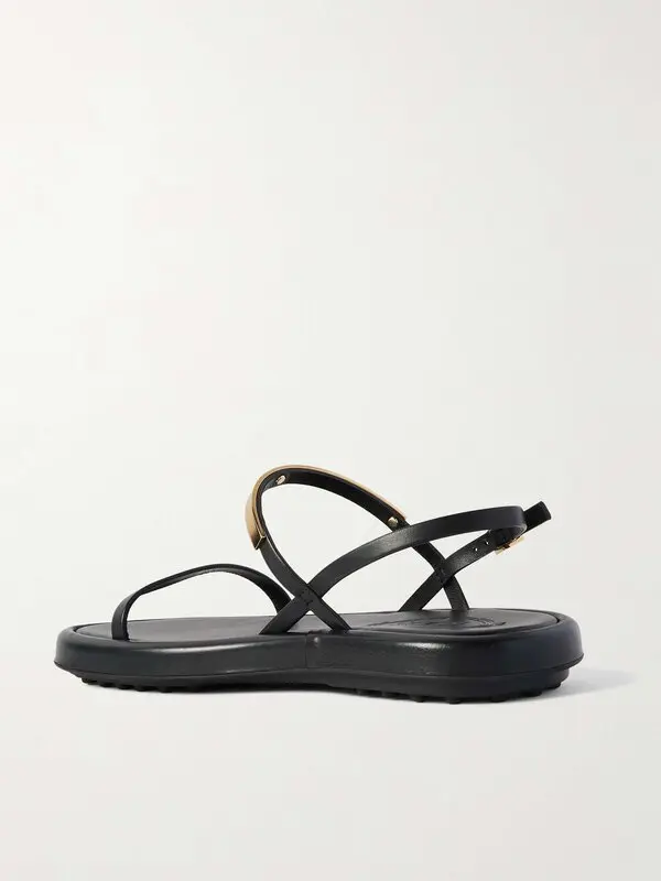 TOD'S Leather Slingback Sandals - Black