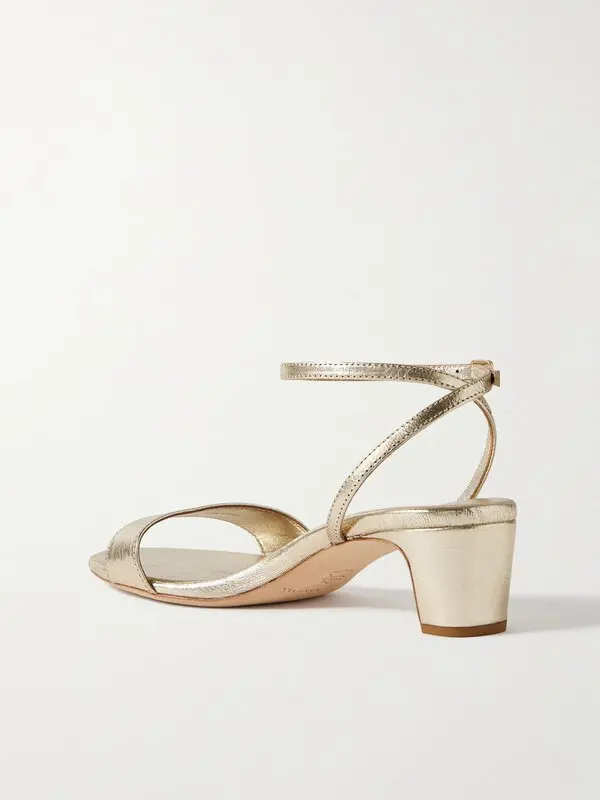 LOEFFLER RANDALL Alice Cracked-leather Sandals - Gold