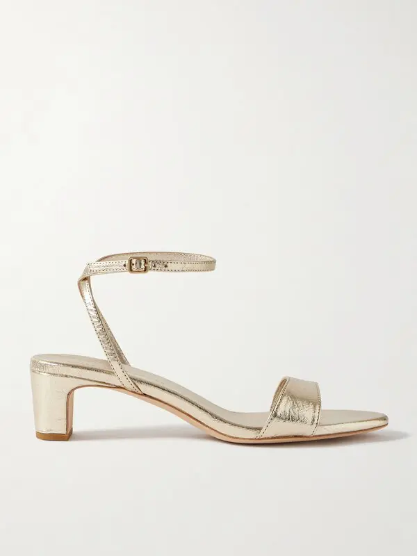 LOEFFLER RANDALL Alice Cracked-leather Sandals - Gold