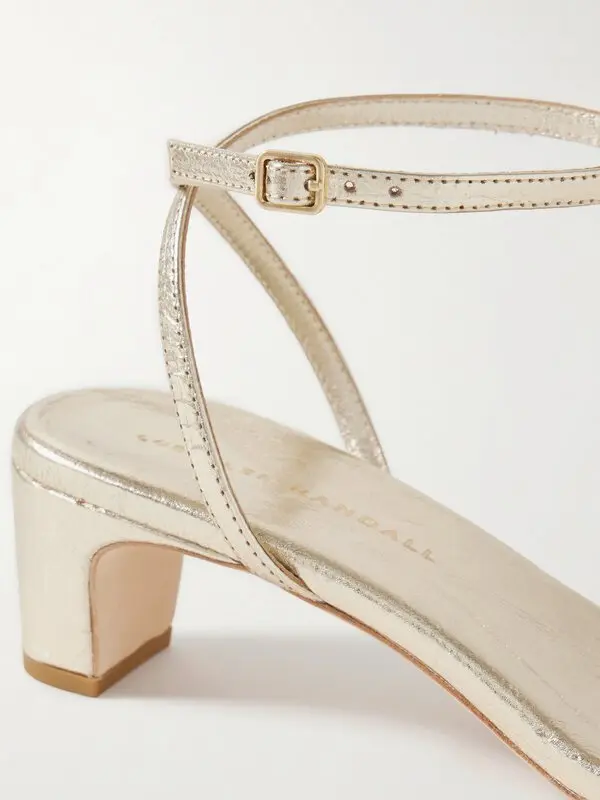LOEFFLER RANDALL Alice Cracked-leather Sandals - Gold