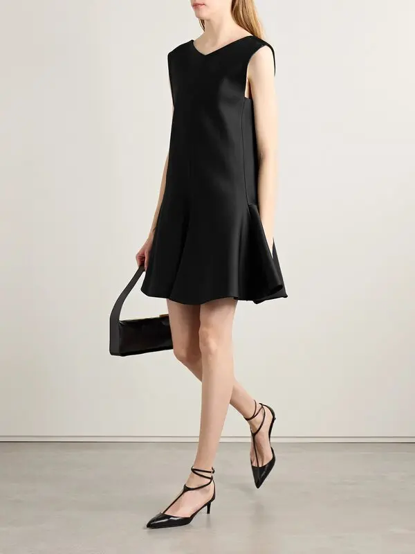 slim fit dress slacks Berrylush Women Solid Black Crepe Bodycon Fit & Flare Mini Dress main image 1