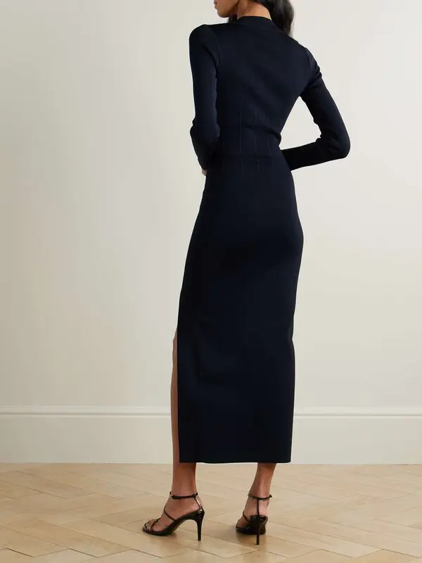 Galvan Atalanta Stretch-knit Midi Dress - Navy