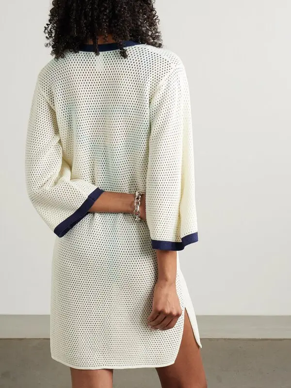 ERES Albatros Open-knit Mini Dress - Neutrals