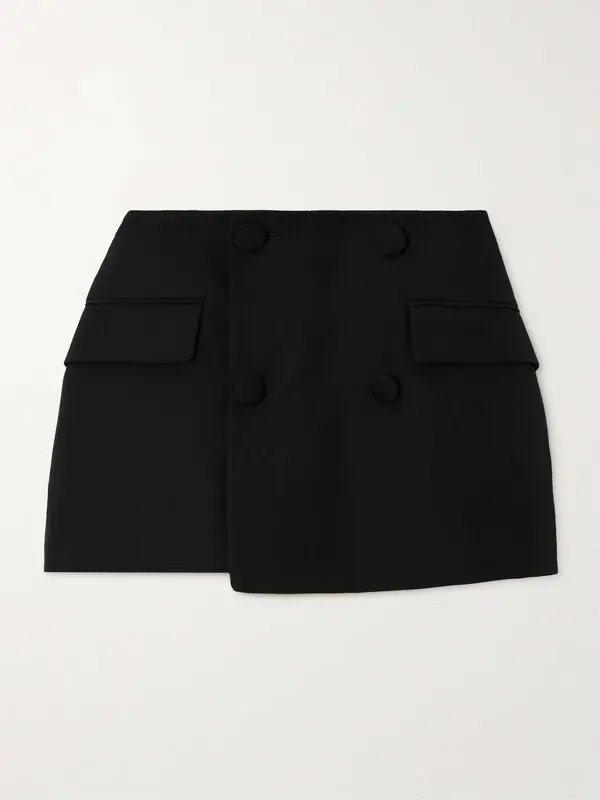 Balmain Wrap-effect Button-embellished Wool Shorts