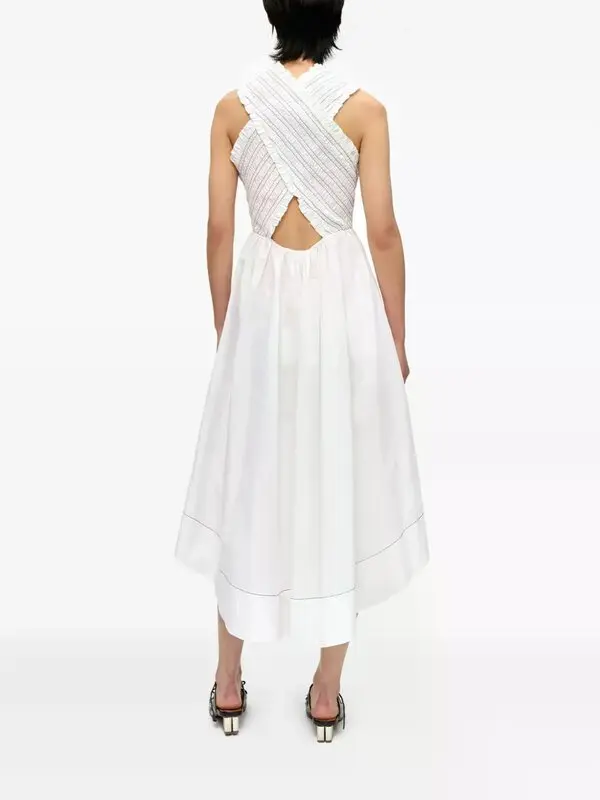 GANNI Square-neck Midi Dress - White