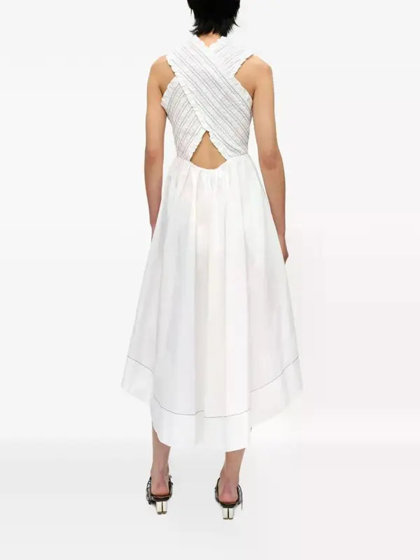 GANNI Square-neck Midi Dress - White