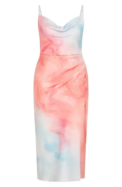 a-line scoop neck asymmetrical satin evening dress Blue Asymmetrical Draped Neck Stretch Satin Gown main image 1