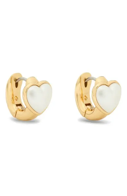 Kate Spade New York Heart Huggie Hoop Earrings - Cream/ Gold