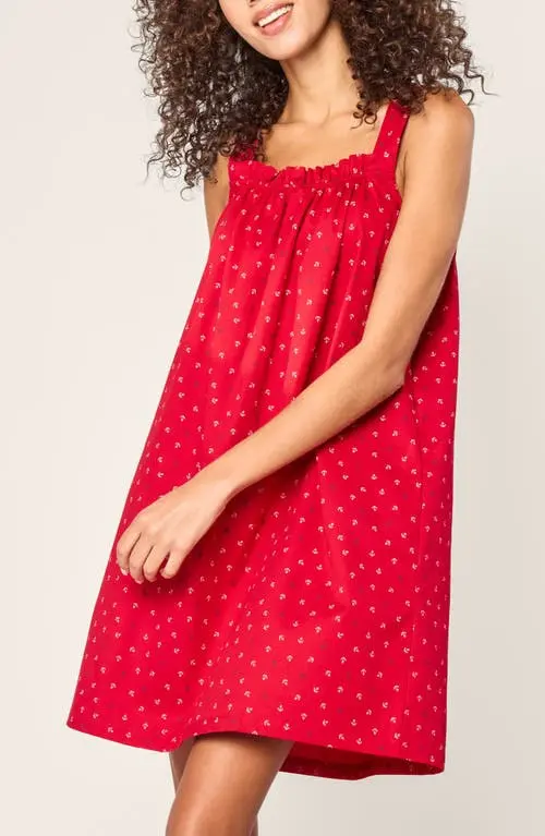 PETITE PLUME Annabelle Cotton Twill Nightgown - Red