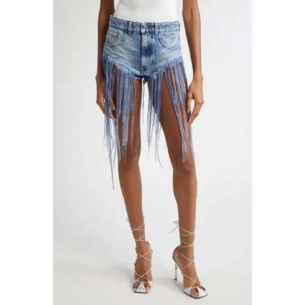 DIESEL® De-jizz Fringe Hem Shorts - Denim