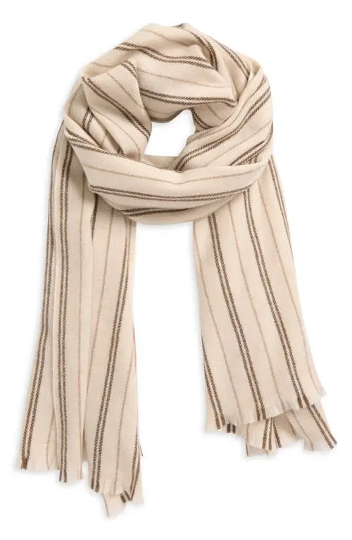 Vince Messa Stripe Cashmere Fringe Scarf - Cream