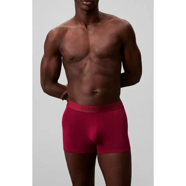 Calvin Klein 3-pack Stretch Modal Trunks - Greatest Grey/beet Red/icy